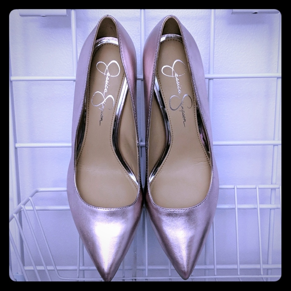 Jessica Simpson Pink Metallic Laenie Heels - Gem